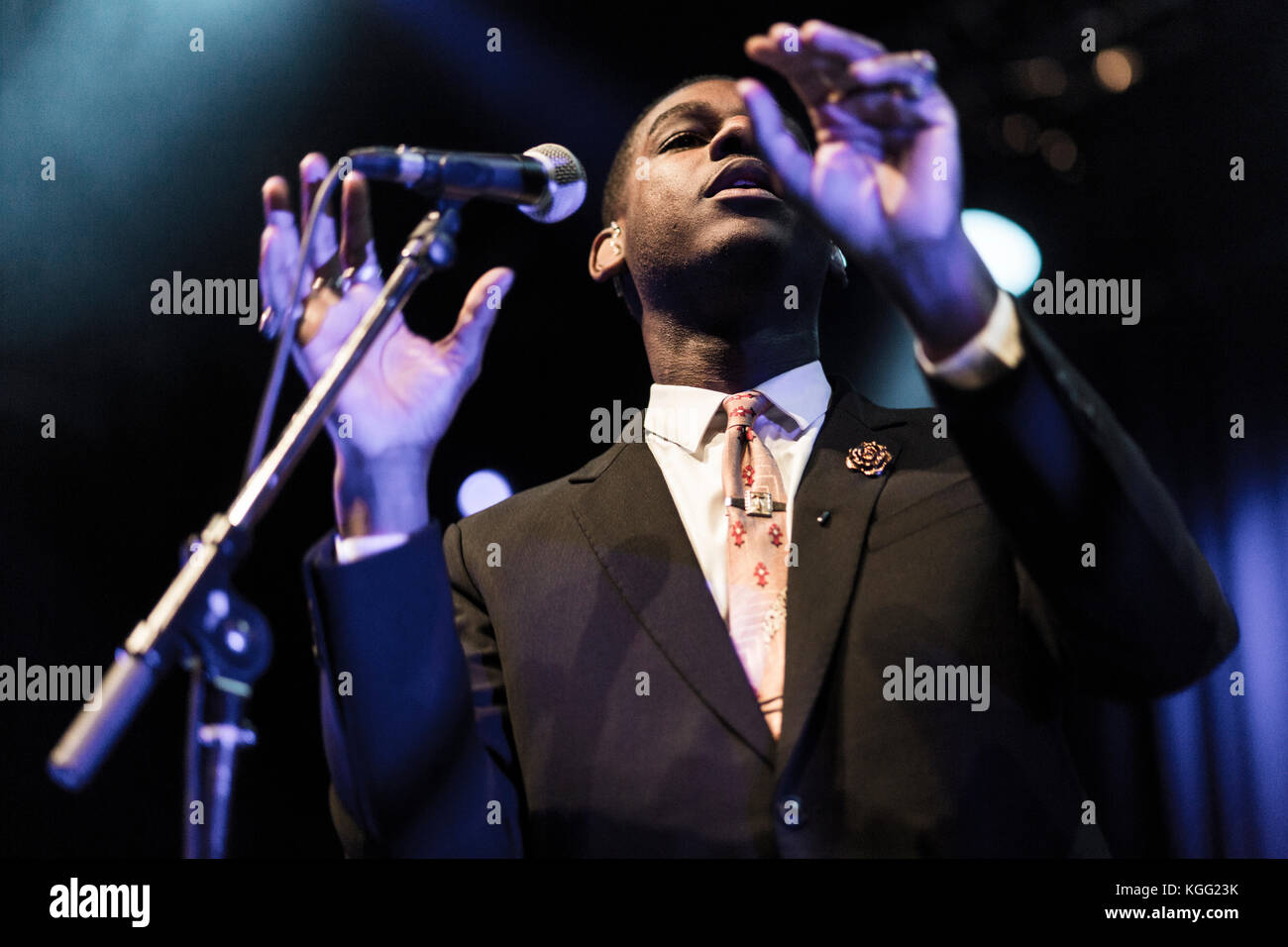 The American soul and gospel singer Leon Bridges performs a live ...