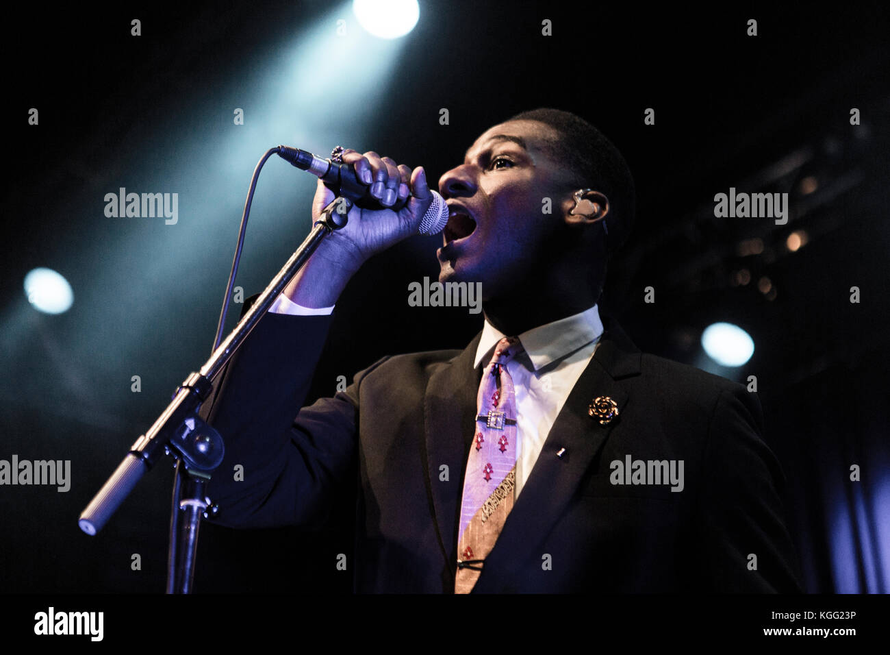 The American soul and gospel singer Leon Bridges performs a live ...