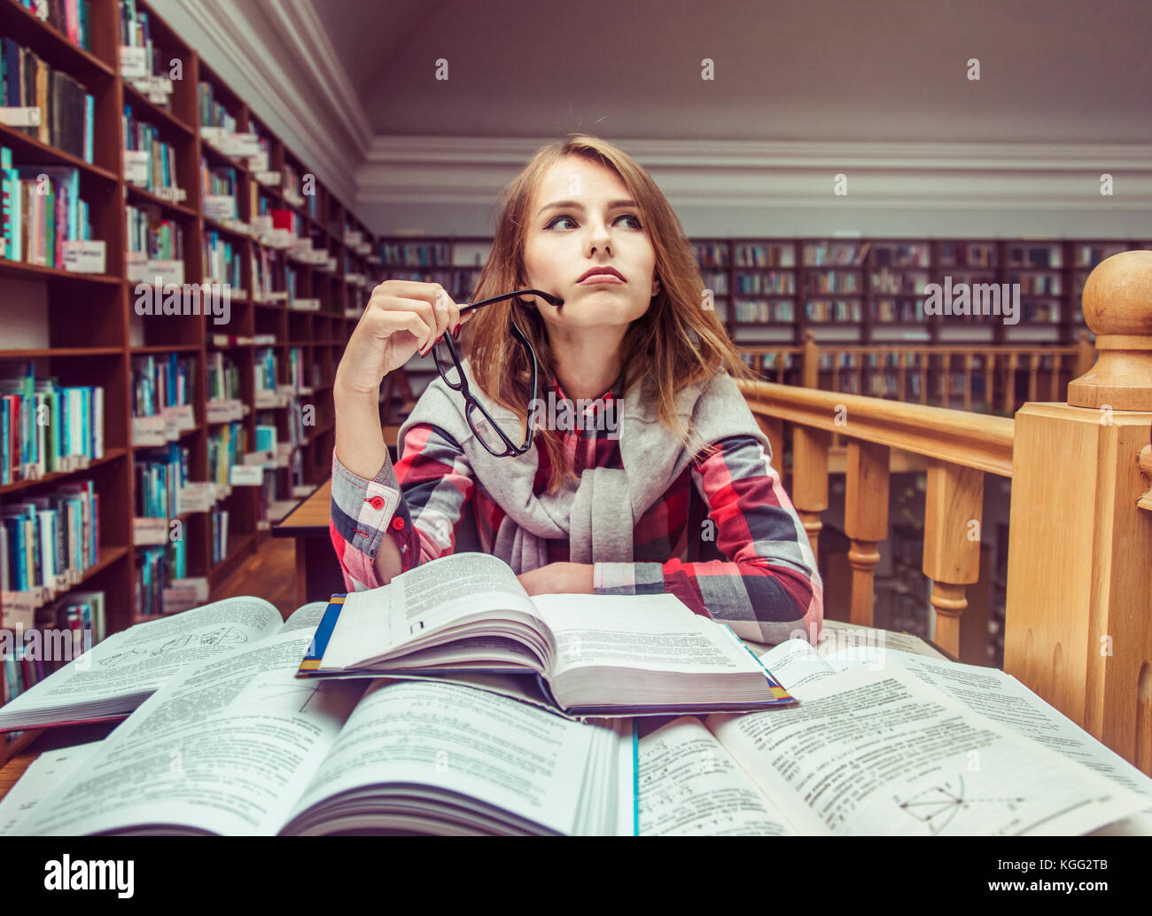 Girl Studying Hard in Library Stock Photo - Alamy Girl Studying Hard in Library Stock Photo - Alamy