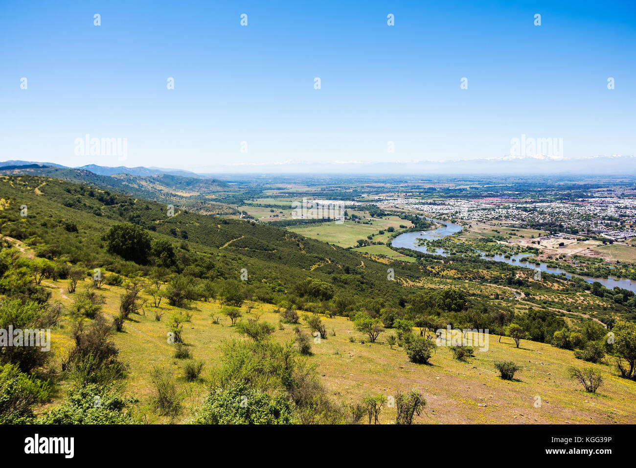 View of the mountains, river and city of Talca, Chile Stock Photo - Alamy