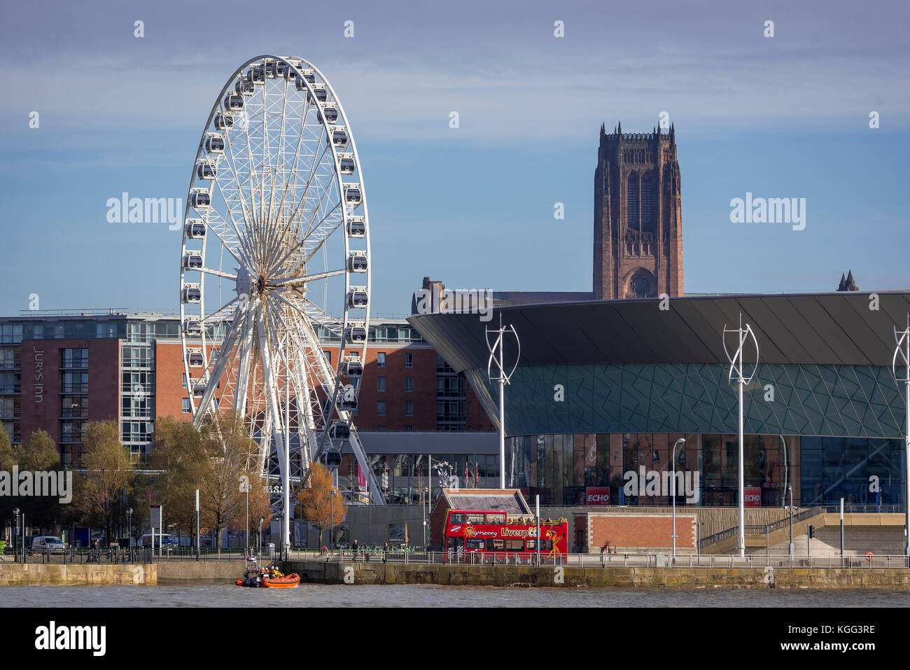 Liverpool pierhead waterfront The ferris wheel at the Albert Dock Stock ...