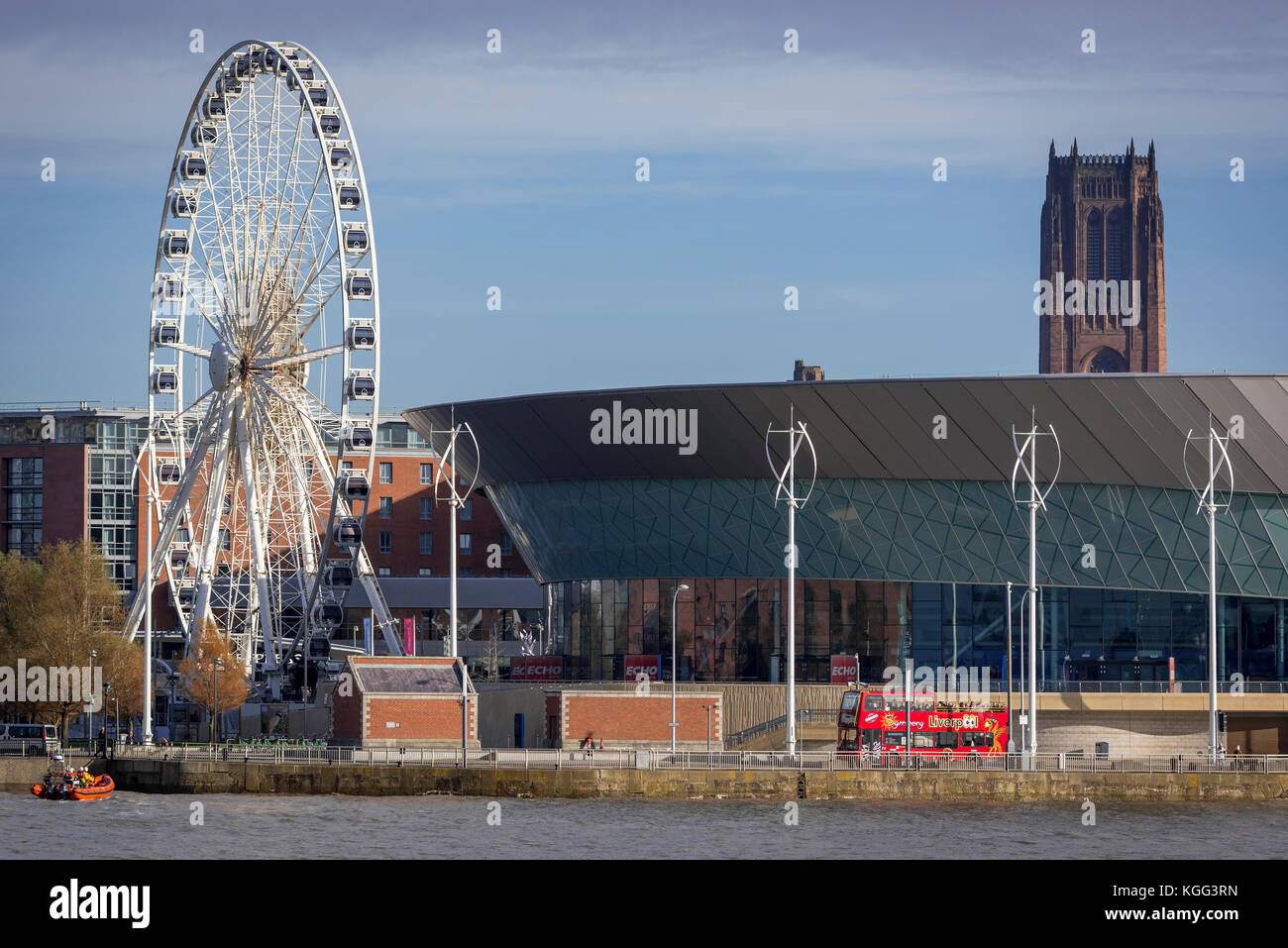 Liverpool pierhead waterfront The ferris wheel at the Albert Dock Stock ...