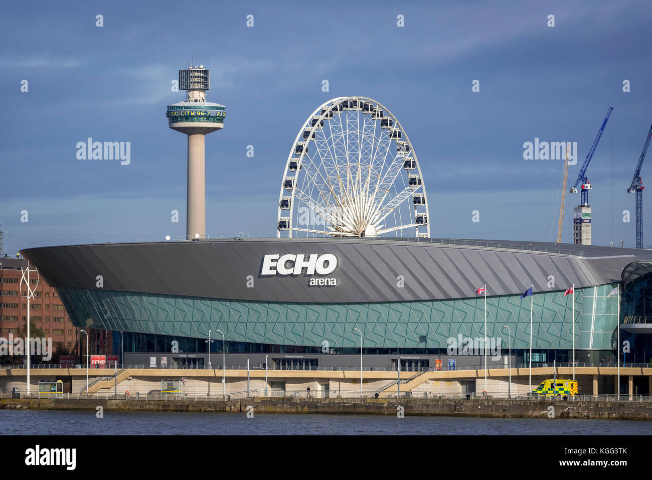 Liverpool pierhead waterfront. The Echo Arena Stock Photo - Alamy