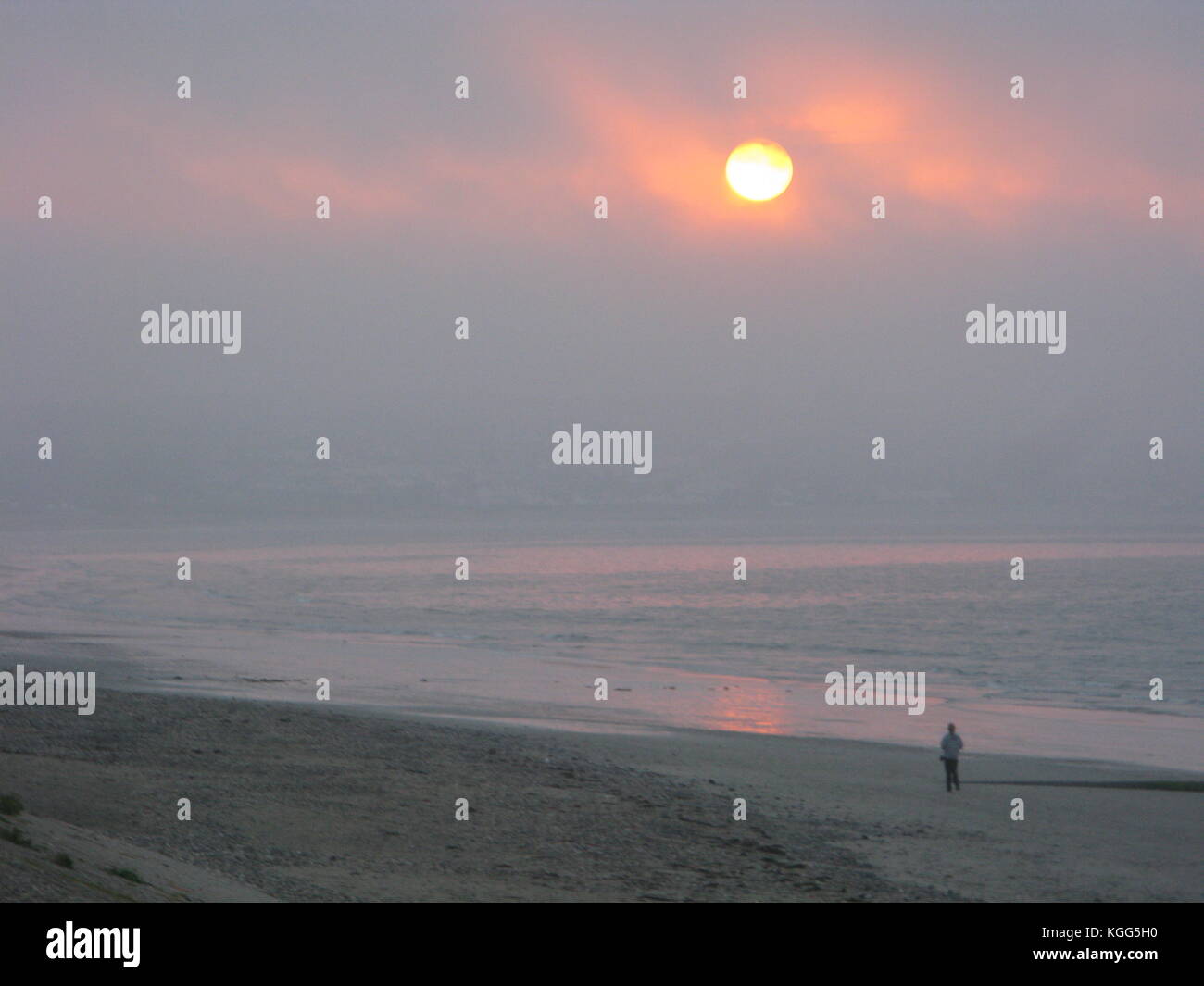 sunrise in the sea fog. The south west coast path. Penzance. Cornwall ...
