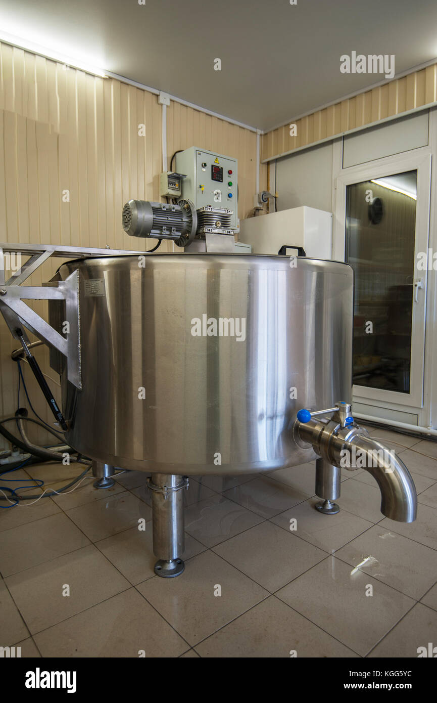 Cheese production at dairy farm Stock Photo - Alamy
