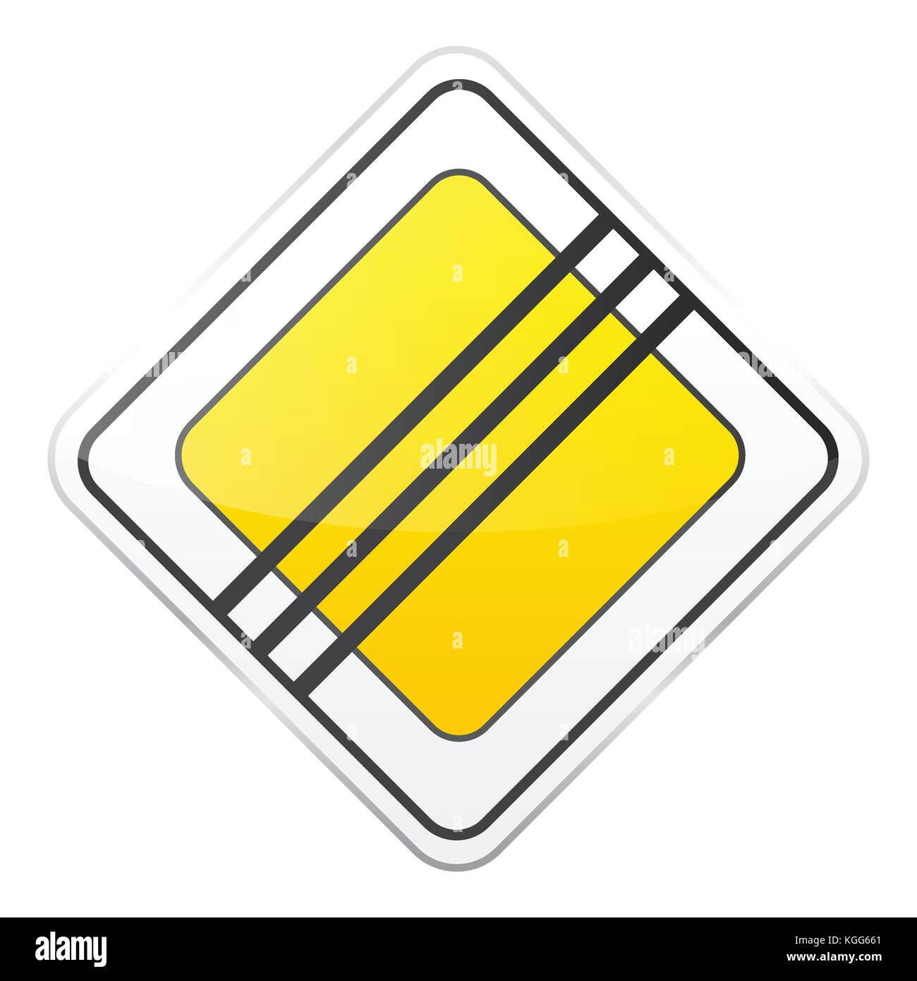 Road yellow sign on white background. Road traffic control.Lane usage ...
