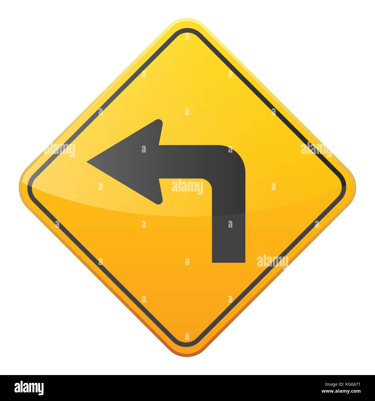 Road yellow sign on white background. Road traffic control.Lane usage ...