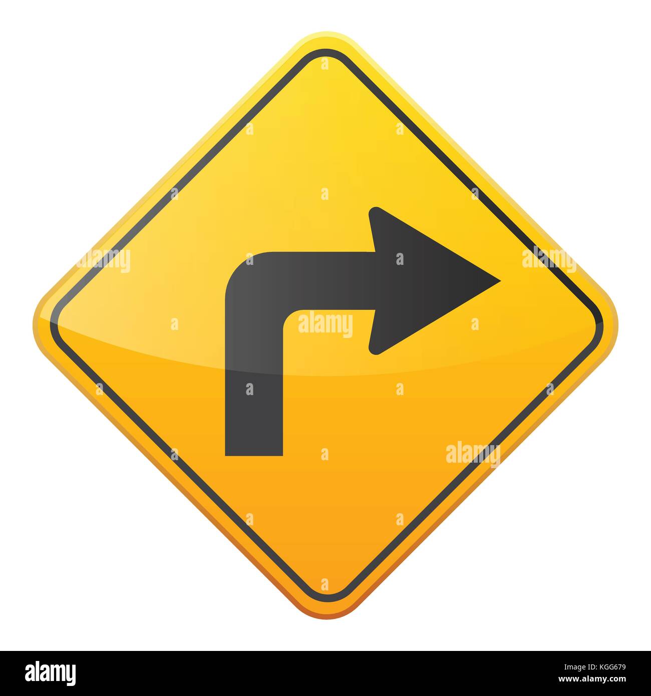 Road yellow sign on white background. Road traffic control.Lane usage ...