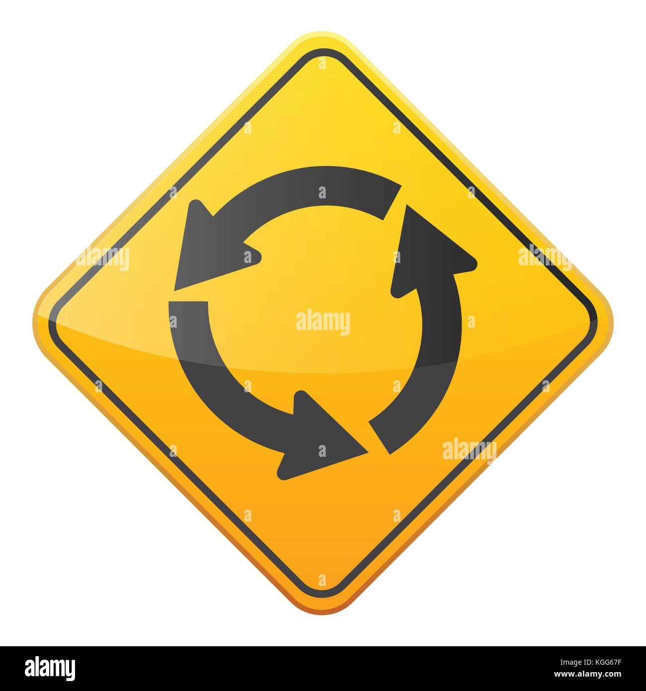 Road yellow sign on white background. Road traffic control.Lane usage ...