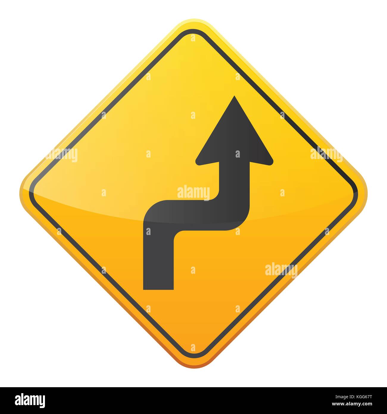 Road yellow sign on white background. Road traffic control.Lane usage ...