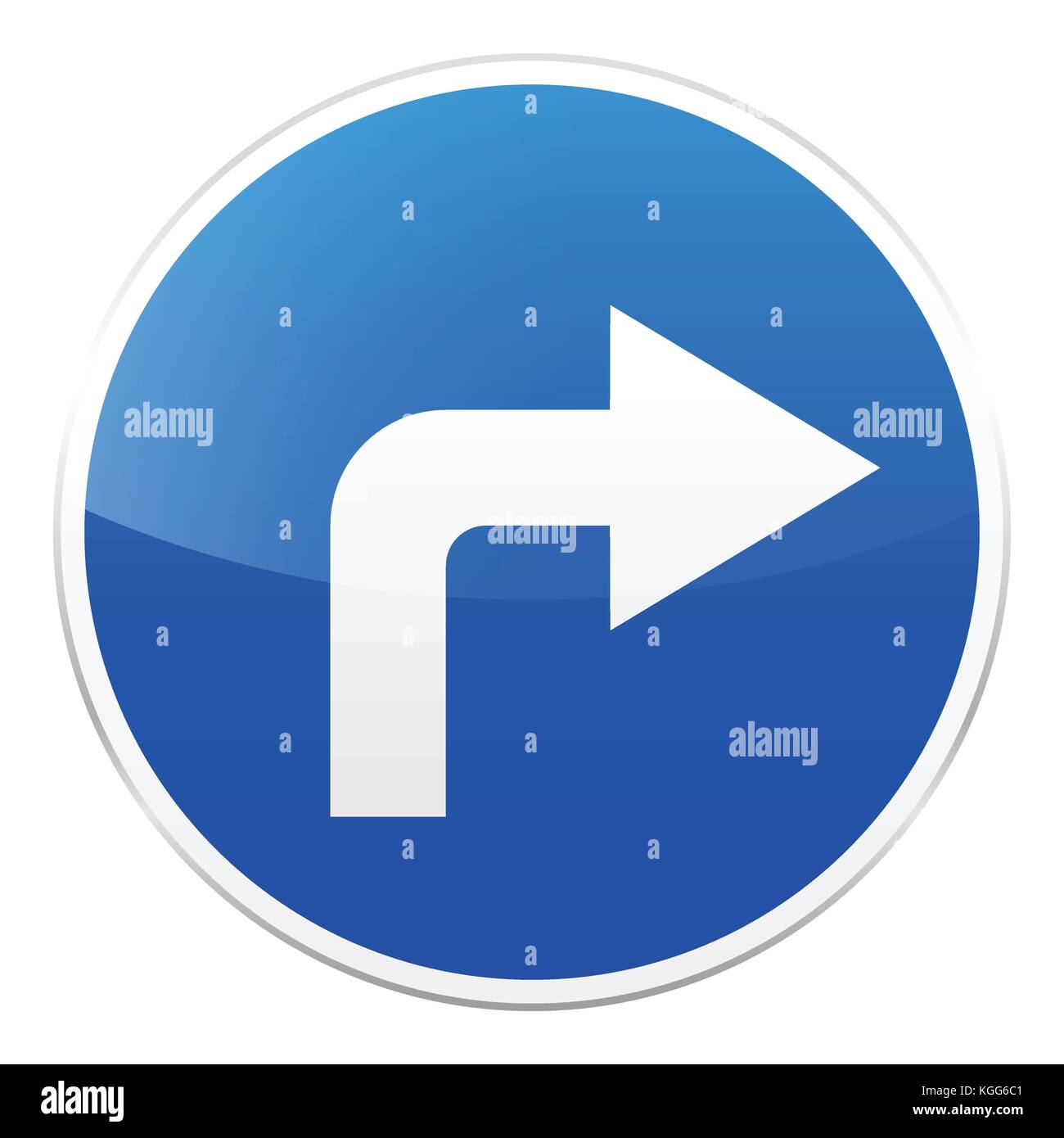 Road blue sign on white background. Road traffic control.Lane usage ...