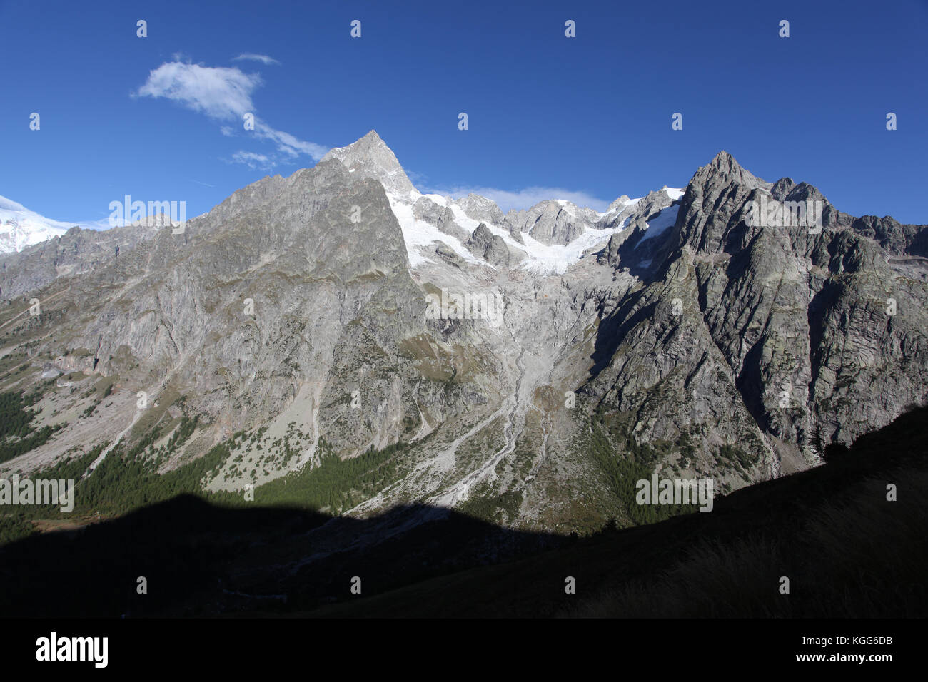 beautiful panoramic view of the alps around the Mont Blanc mountain ...
