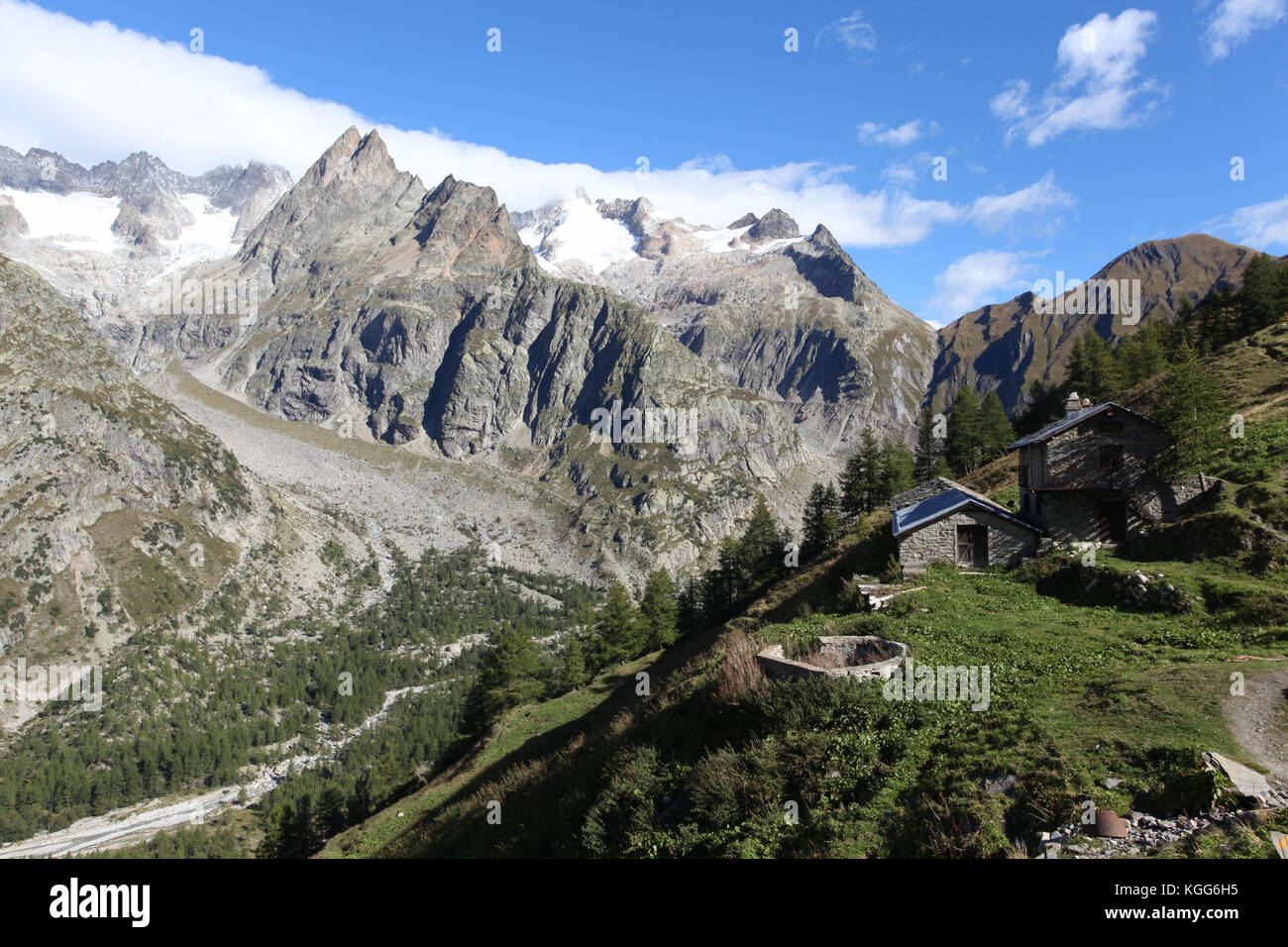 beautiful panoramic view of the alps around the Mont Blanc mountain ...