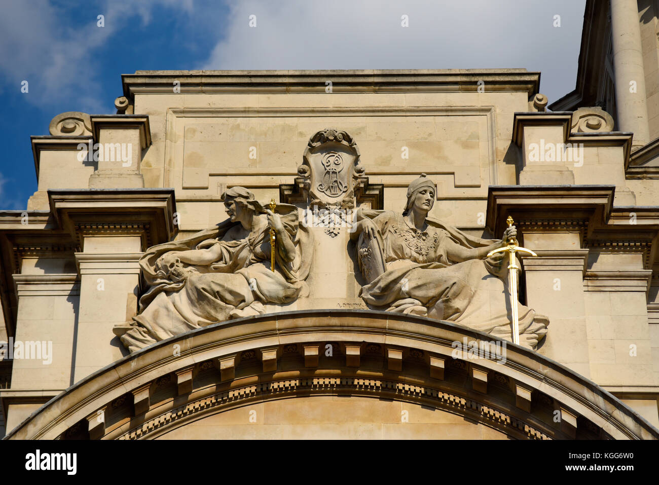 Alfred Drury signed sculptures on Old War Office building in Whitehall ...