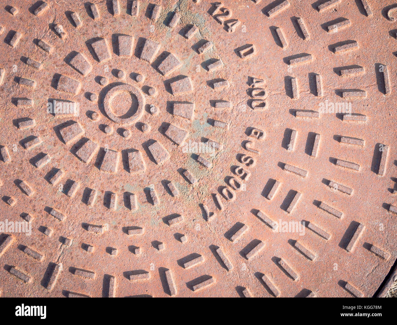 sewer cover round. Particular of manhole cover Stock Photo - Alamy