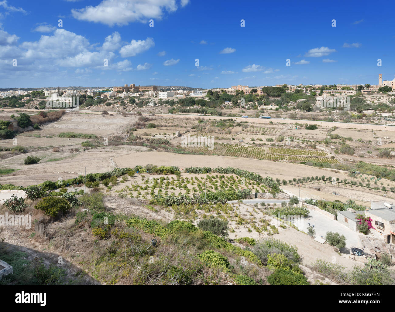 Typical landscape of Malta island. View from Mdina to Imtarfa Stock ...