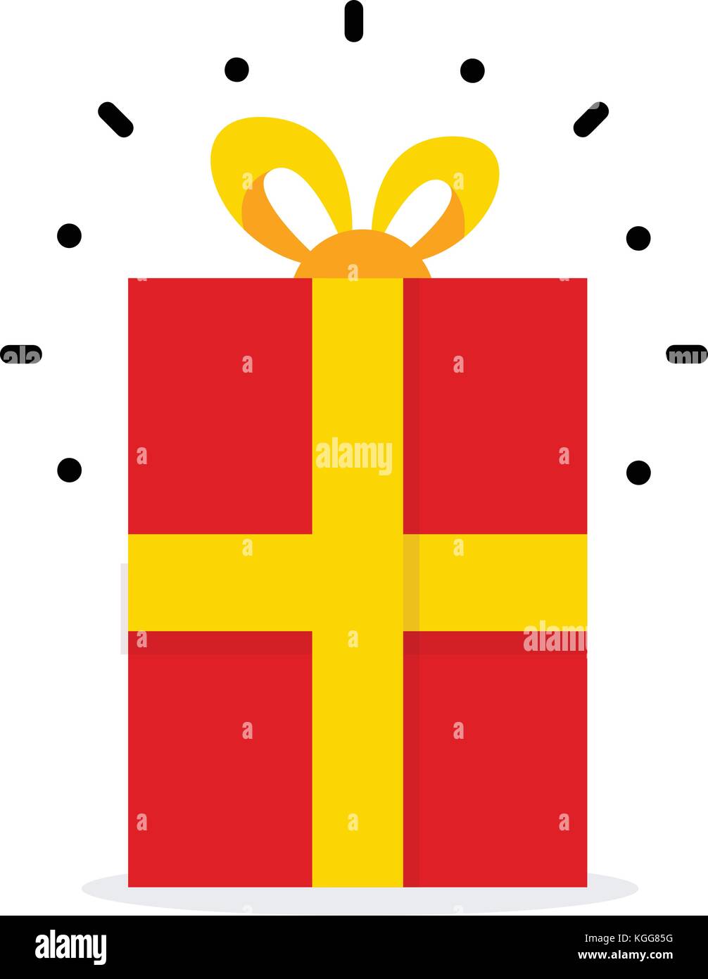 Gift box with yellow ribbons and linear rays, Red box icon, Present on ...