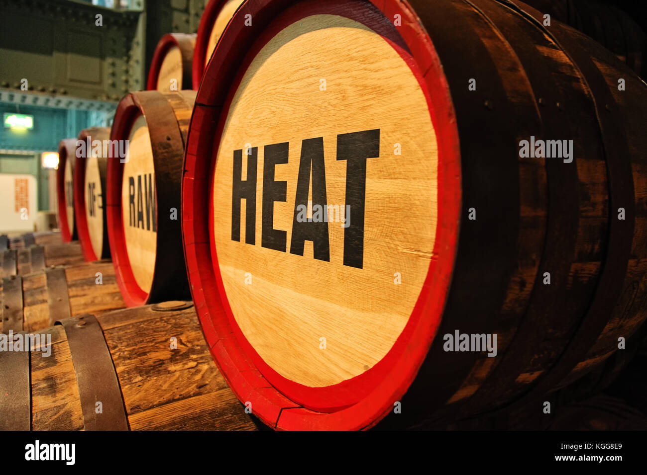 detail of barrels of beer in Guinness Storehouse brewery Stock Photo ...
