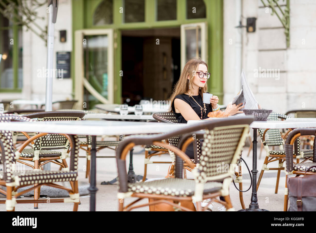 Woman at the french cafe Stock Photo - Alamy
