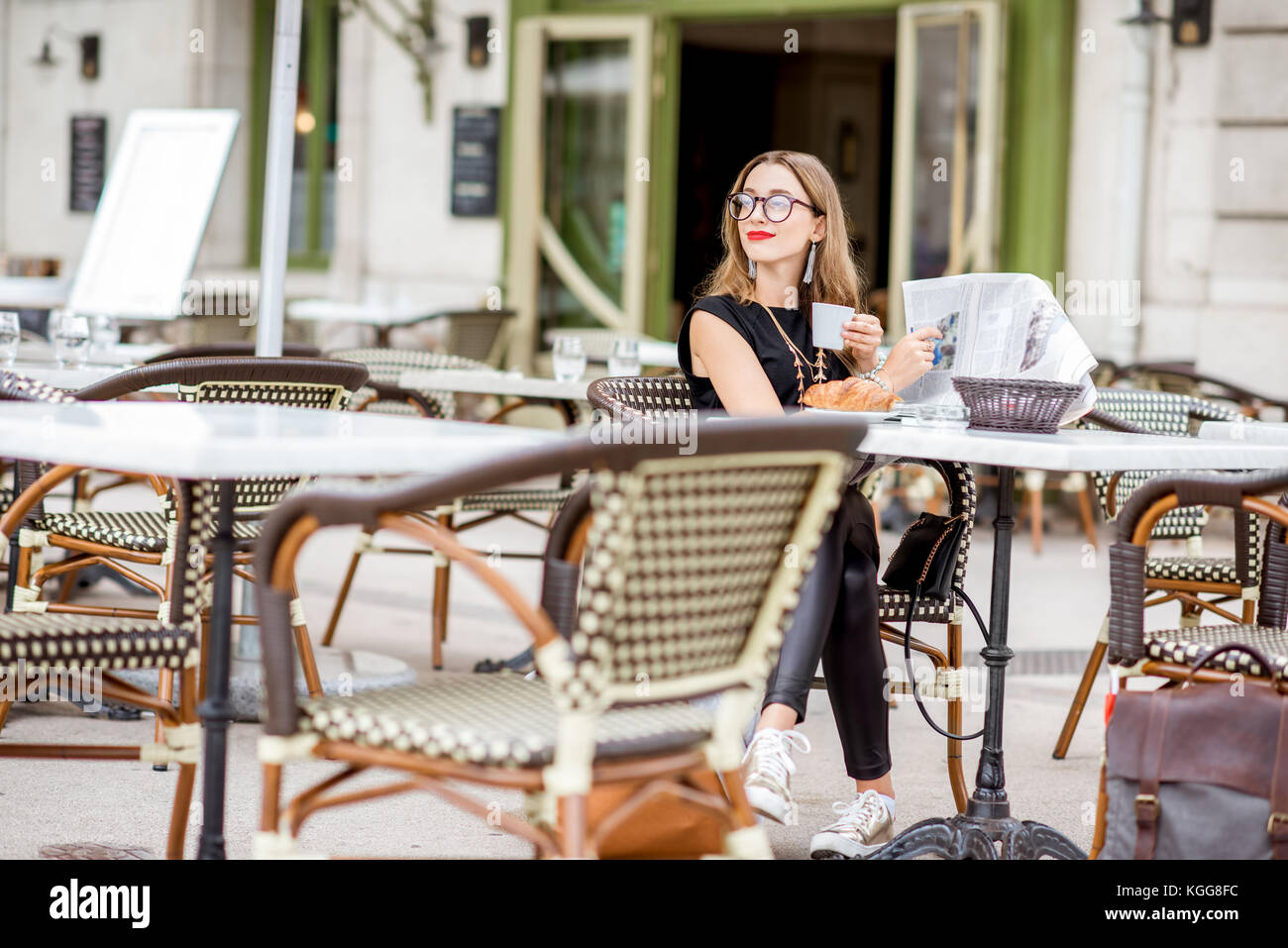 Woman at the french cafe Stock Photo - Alamy