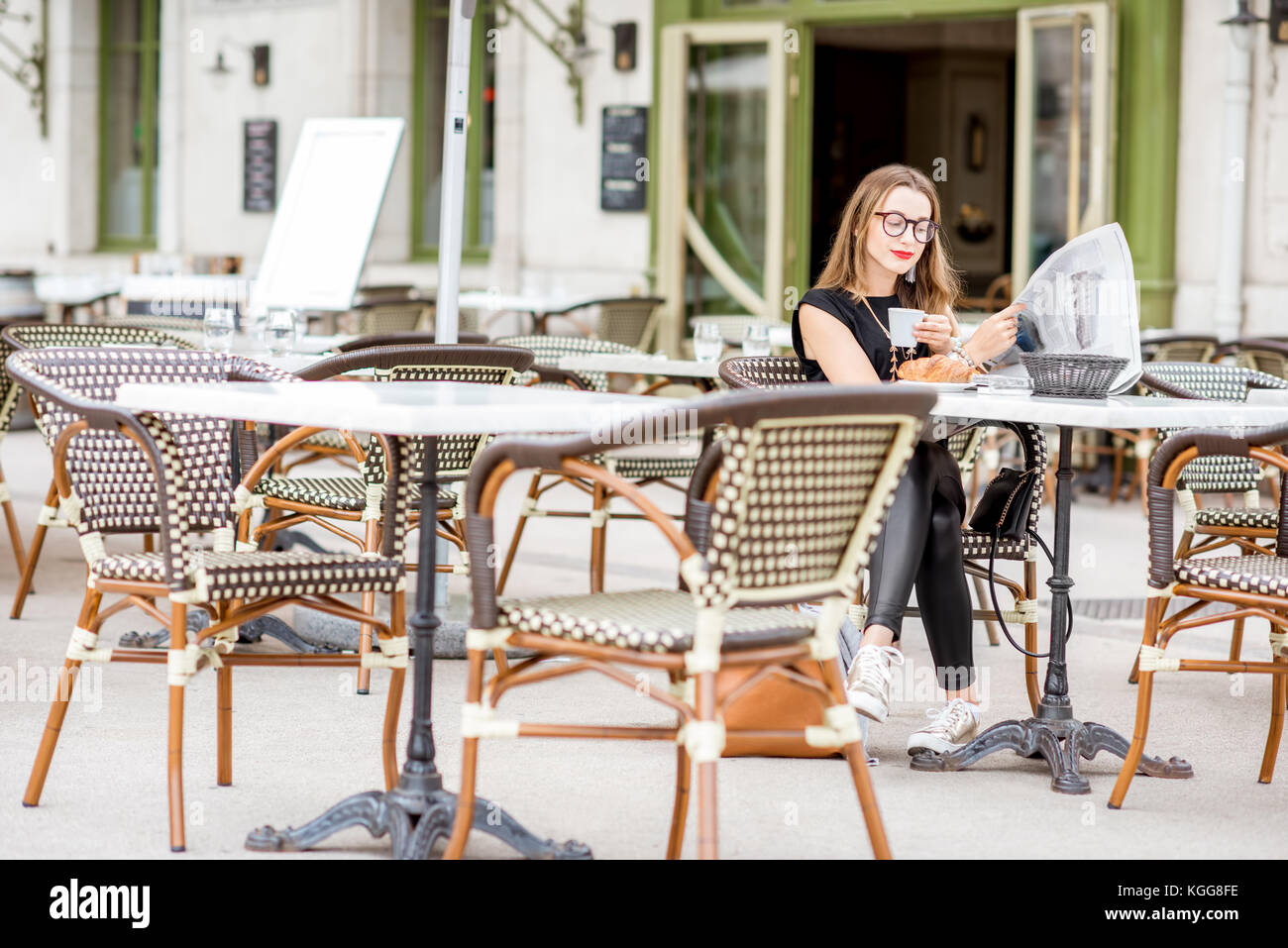 Woman at the french cafe Stock Photo - Alamy