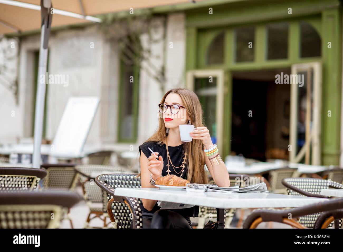 Young Woman Smoking Cafe High Resolution Stock Photography and Images ...