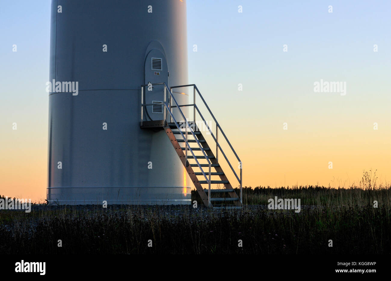 Entry to a Power plant seen from beside. Pylon, step and the entry this ...