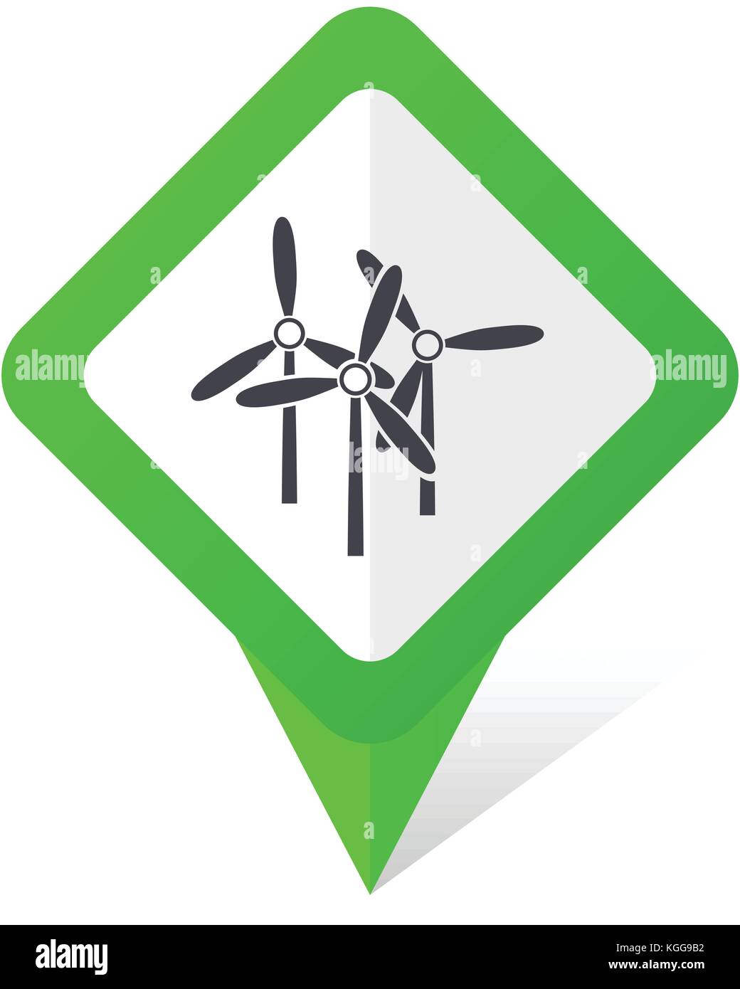 Windmill green square pointer web and mobile phone vector icon in eps ...