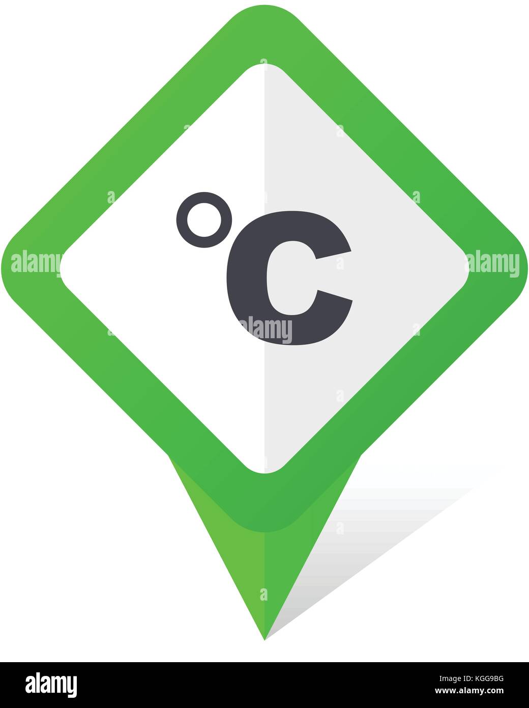 Celsius green square pointer web and mobile phone vector icon in eps 10 ...