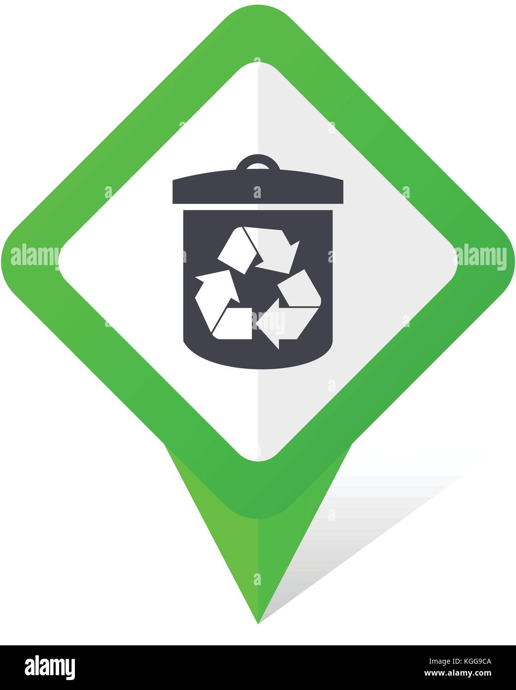 Recycle green square pointer web and mobile phone vector icon in eps 10 ...
