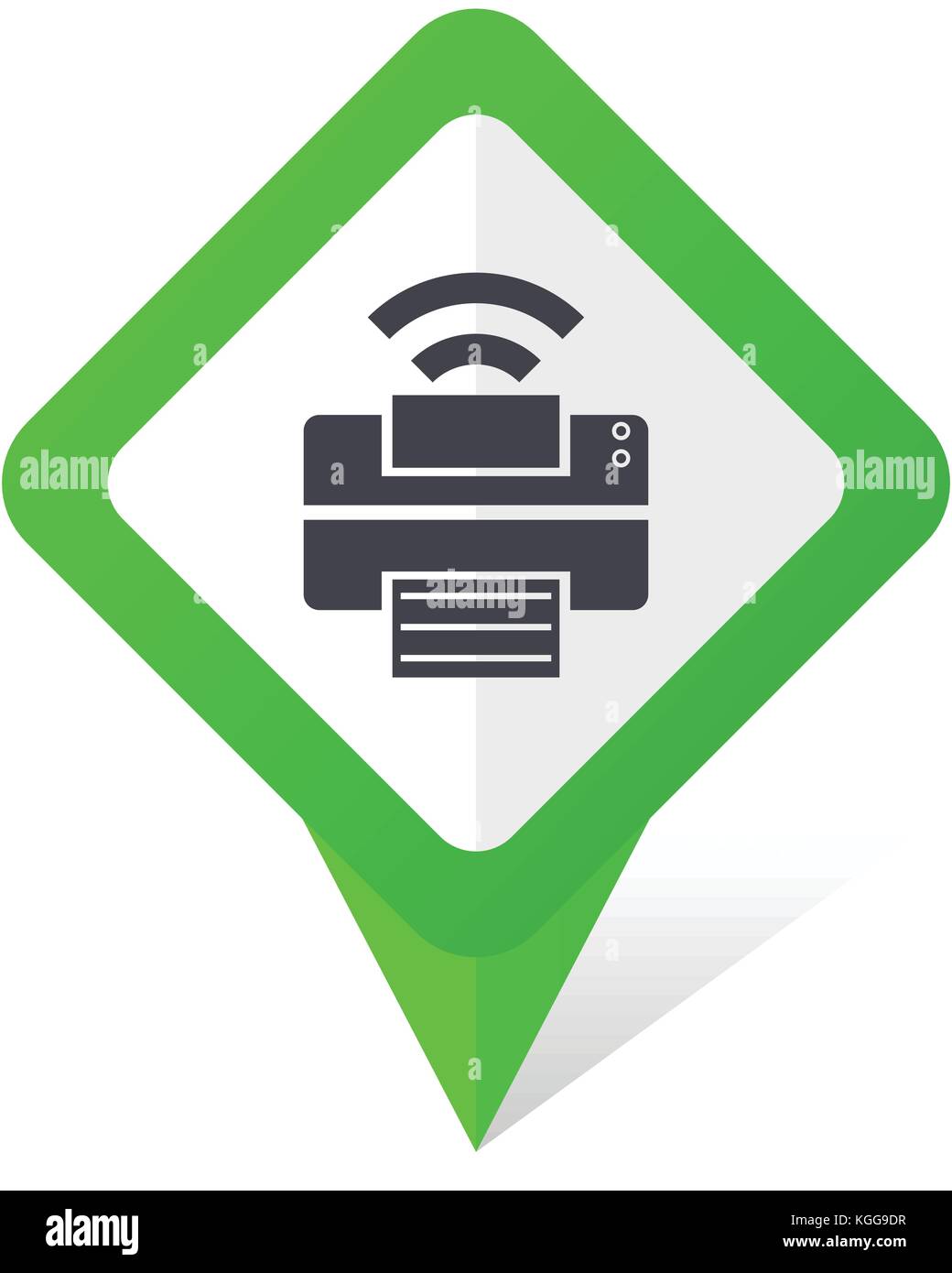 Printer green square pointer web and mobile phone vector icon in eps 10 ...