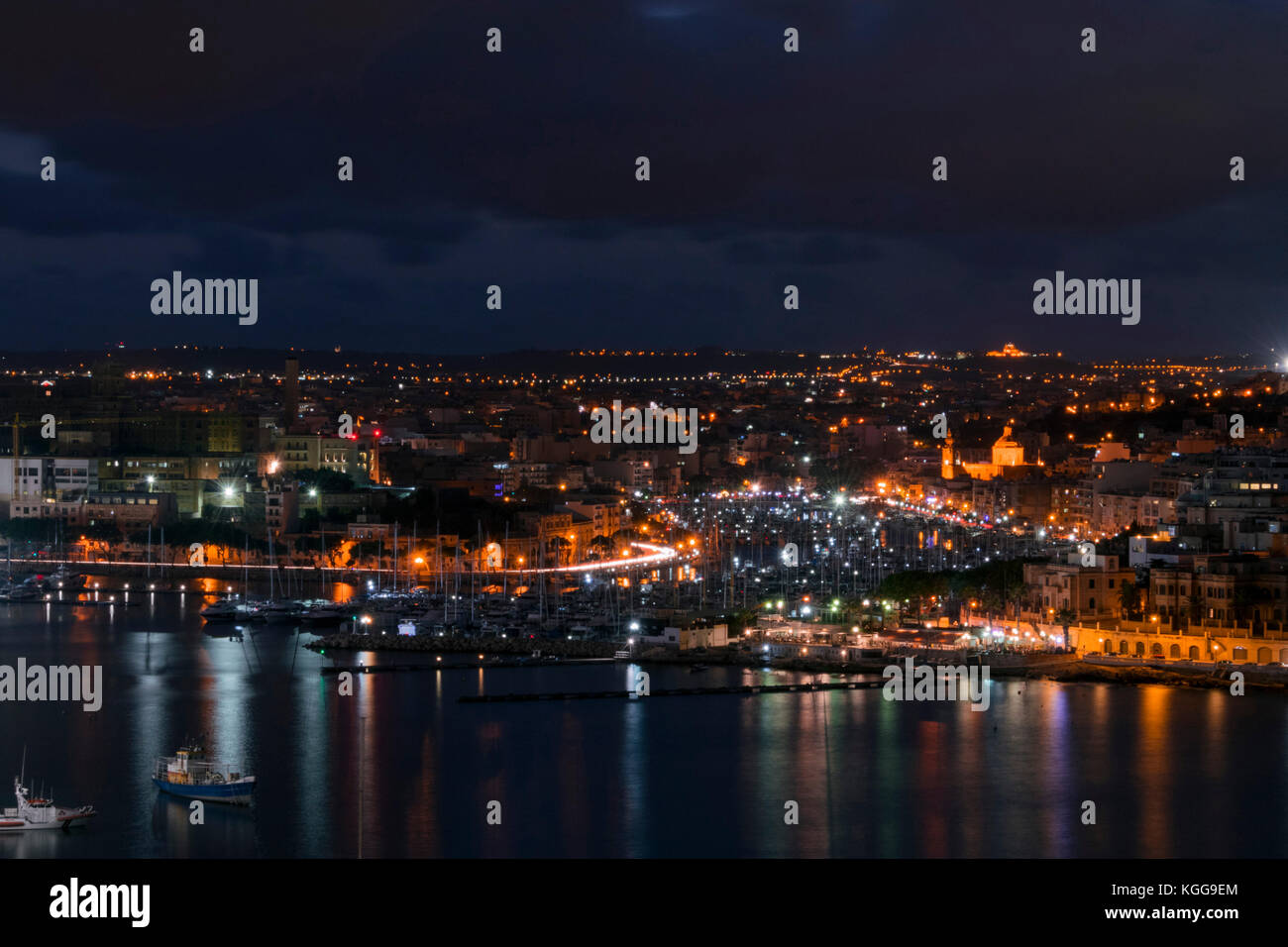 Maltese skyline shot from Valletta's Hastings Gardens at night Stock ...