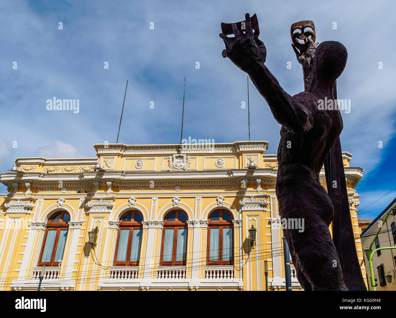 Actor Monument in front of the Alberto Saavedra Perez Municipal Theatre ...