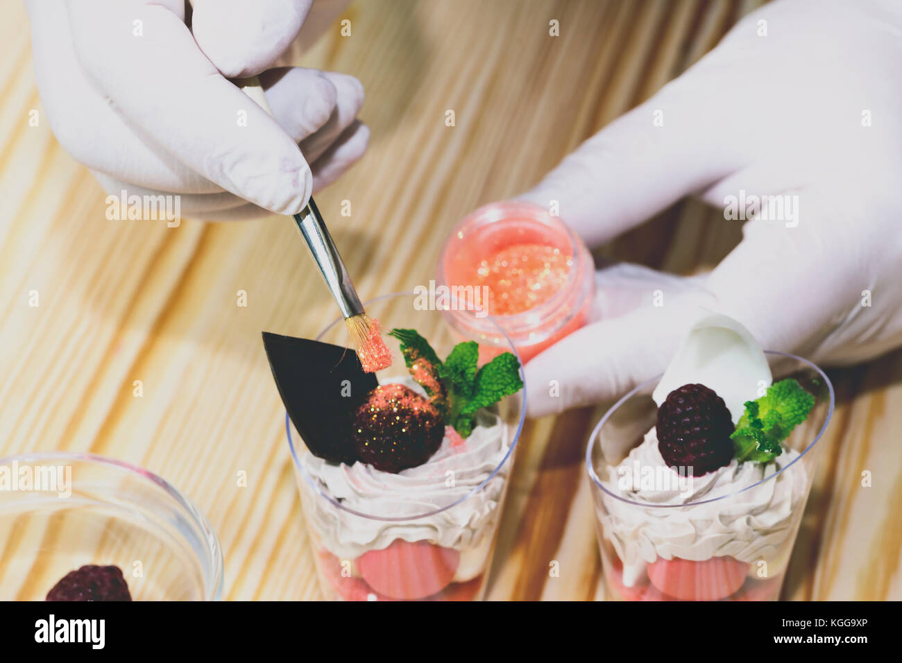 Cook preparing canapes in the kitchen at the restaurant Stock Photo - Alamy