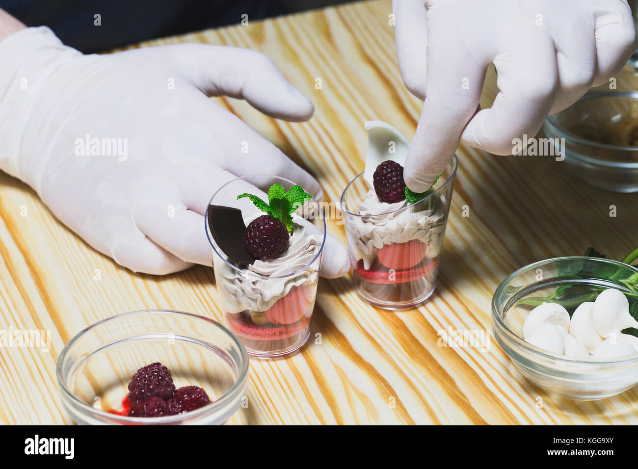 Cook preparing canapes in the kitchen at the restaurant Stock Photo - Alamy