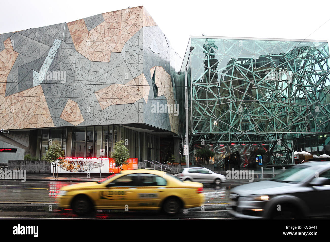 Rainy day in Melbourne, view on a Australian Center for the Moving ...