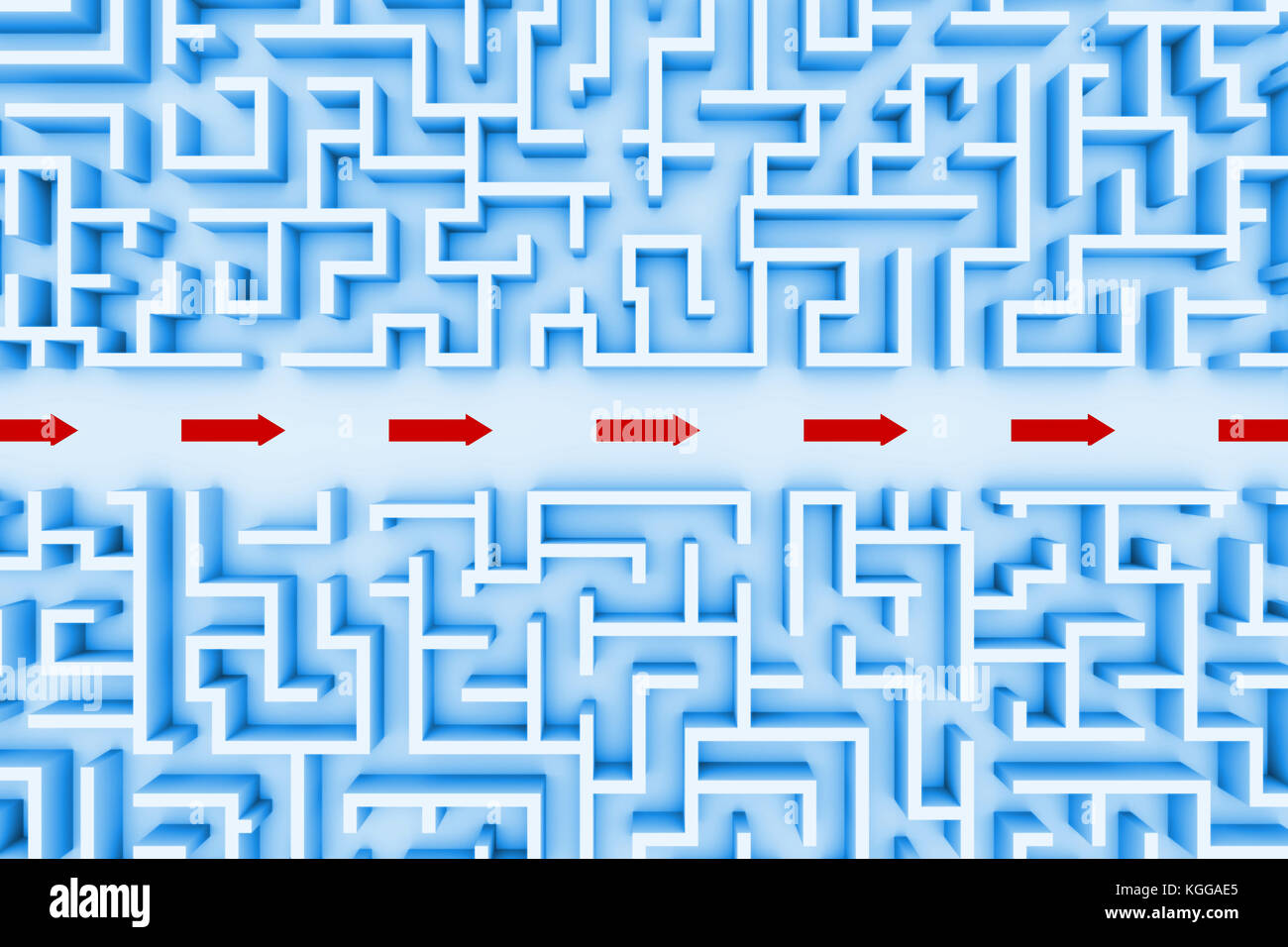 huge blue maze structure, red arrows showing shortcut through the ...