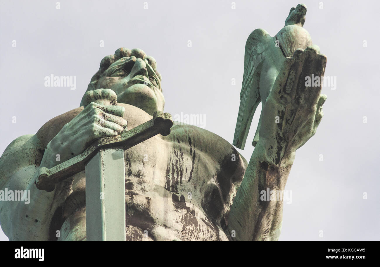 Statue of The Victor (Pobednik) on Kalemegdan fortress, Belgrade ...