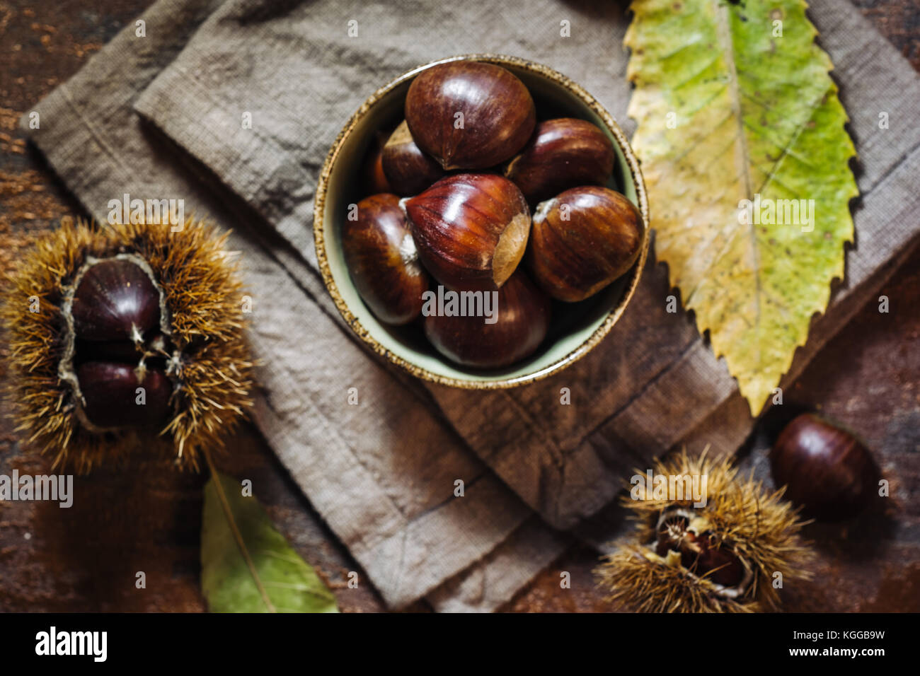 Fresh raw chestnuts fruits in autumn season Stock Photo - Alamy