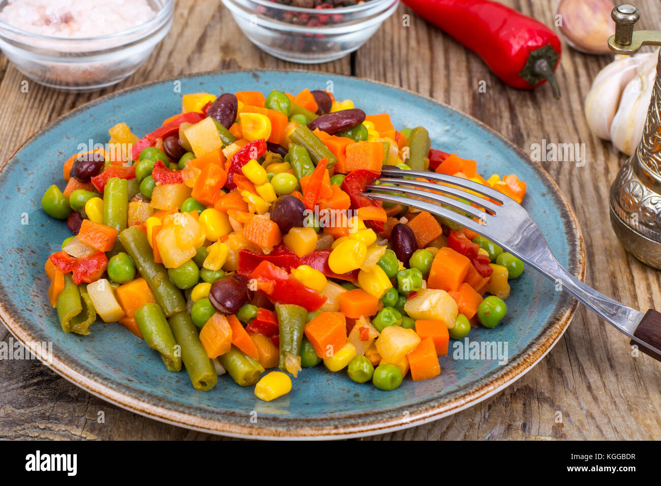 Mix of vegetables with red beans and chili. Studio Photo Stock Photo ...