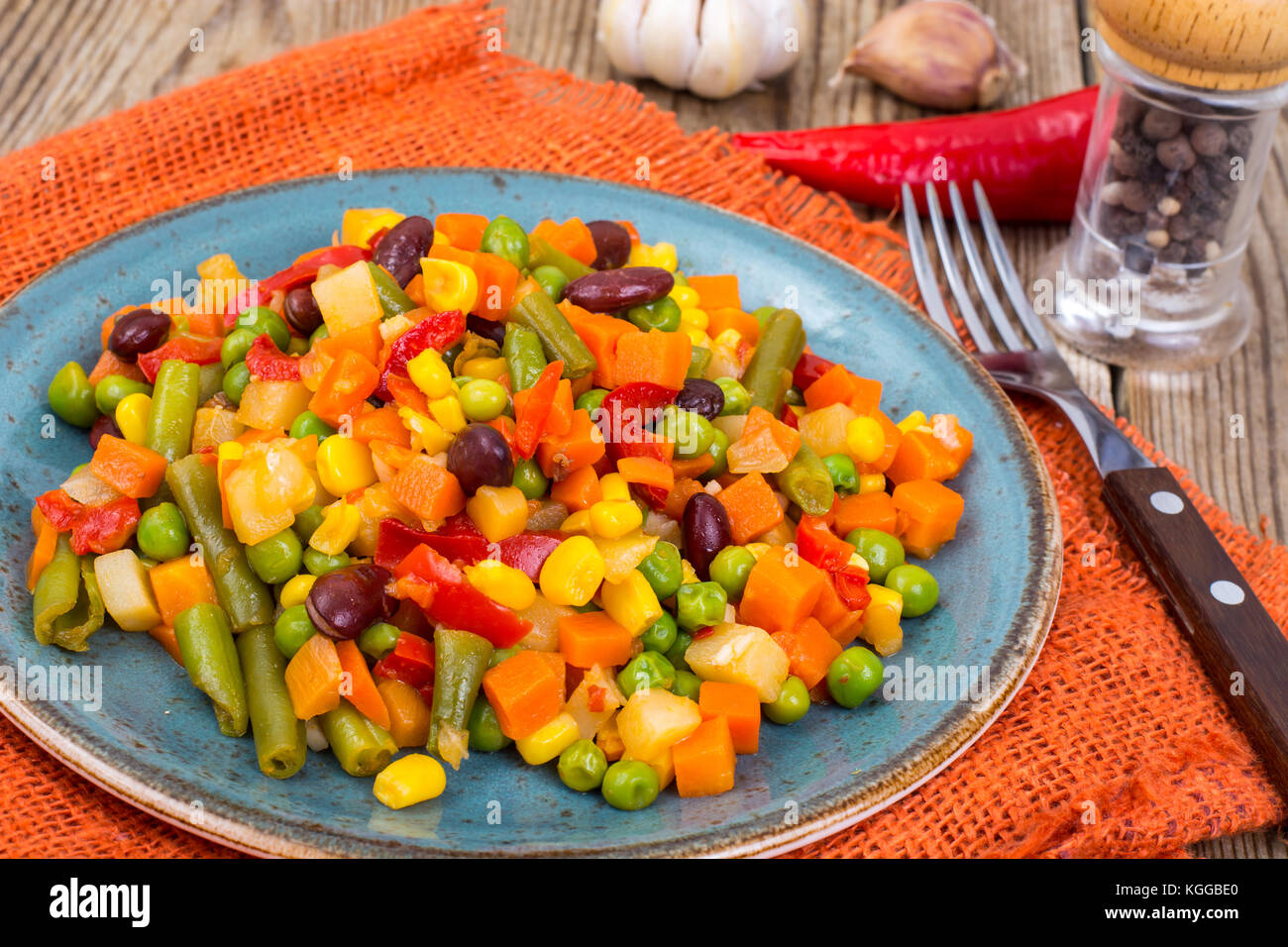 Mix of vegetables with red beans and chili. Studio Photo Stock Photo ...