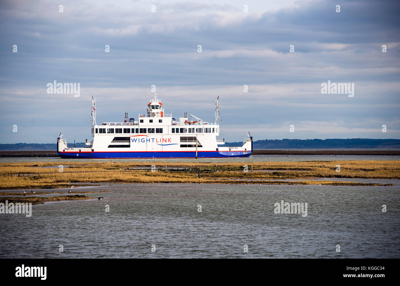 Wight Sky ferry boat leaving Lymington Stock Photo - Alamy