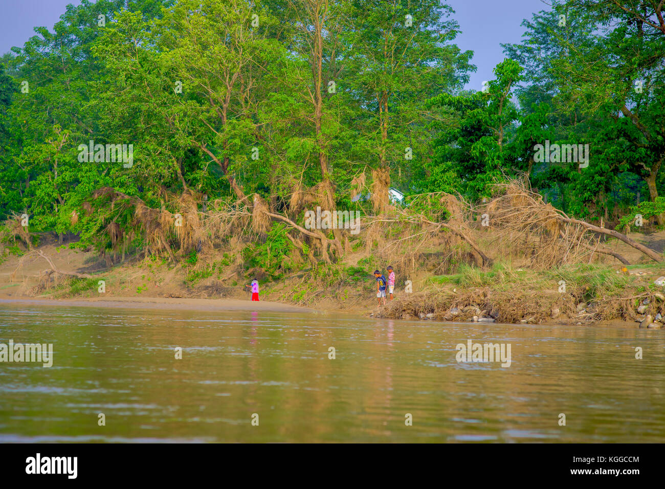 BHAKTAPUR, NEPAL - NOVEMBER 04, 2017: Beautiful view of a some people ...