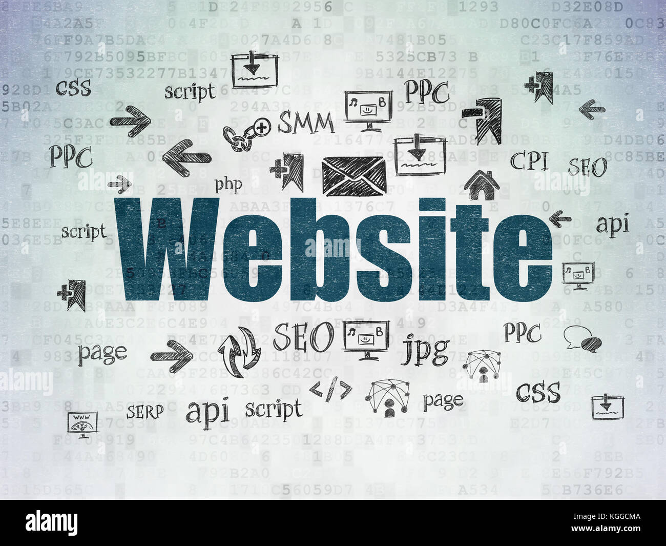 Web design concept: Website on Digital Data Paper background Stock ...