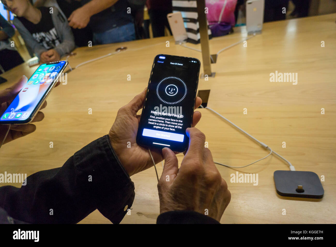 A customer in the Apple store in Grand Central Terminal in New York ...