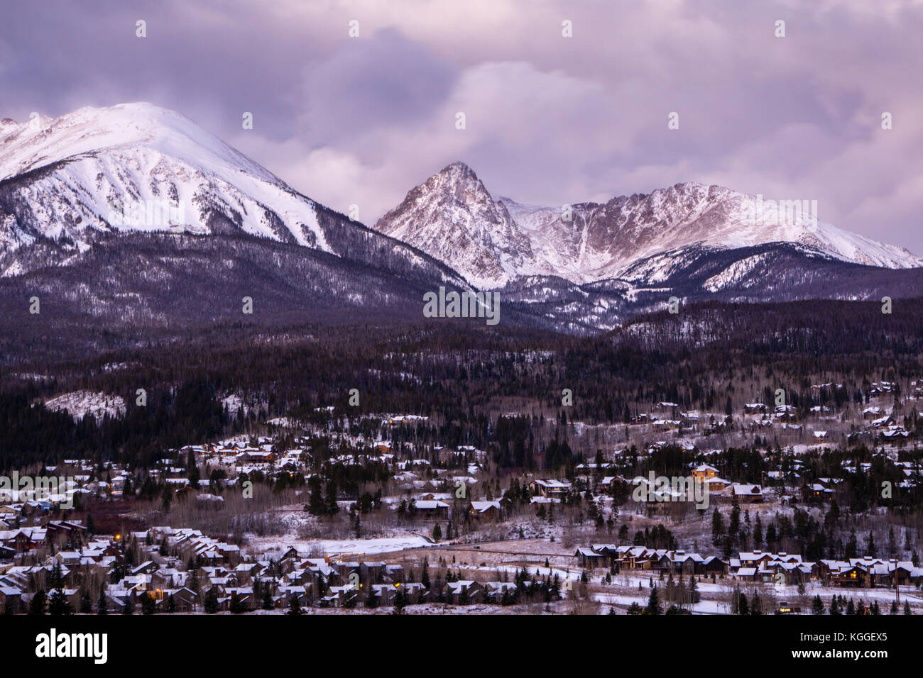 A gorgeous view of Colorado's Gore Range in the early winter Stock ...