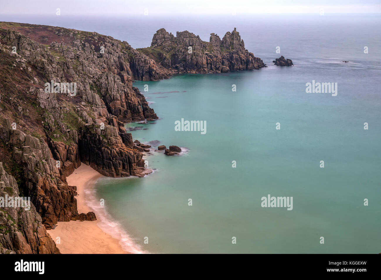 Logan Rock, Penwith Peninsula, Cornwall, England, United Kingdom Stock ...