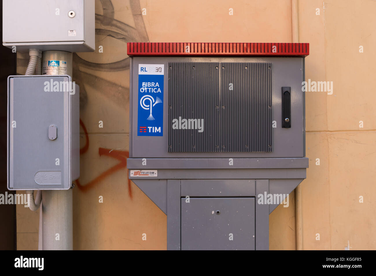 TIM Italy optical fiber fibre cable connection junction box in the ...