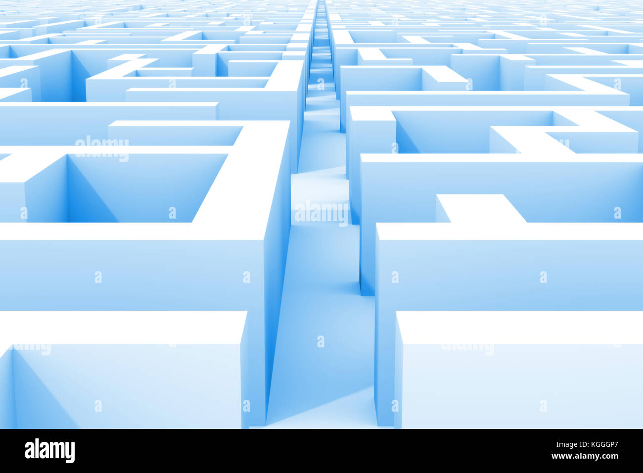 huge blue maze structure with a central path (3d illustration Stock ...