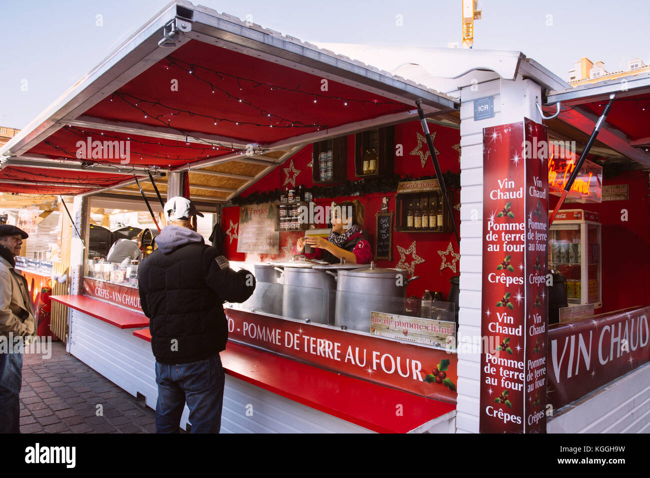TOULOUSE, FRANCE - NOVEMBER 30, 2016, Christmas market, wine and beer ...